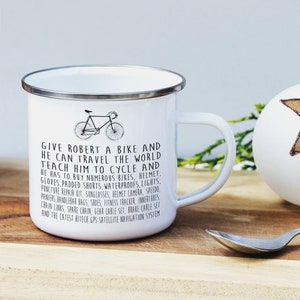 Cyclists Personalised Enamel Mug - Etsy