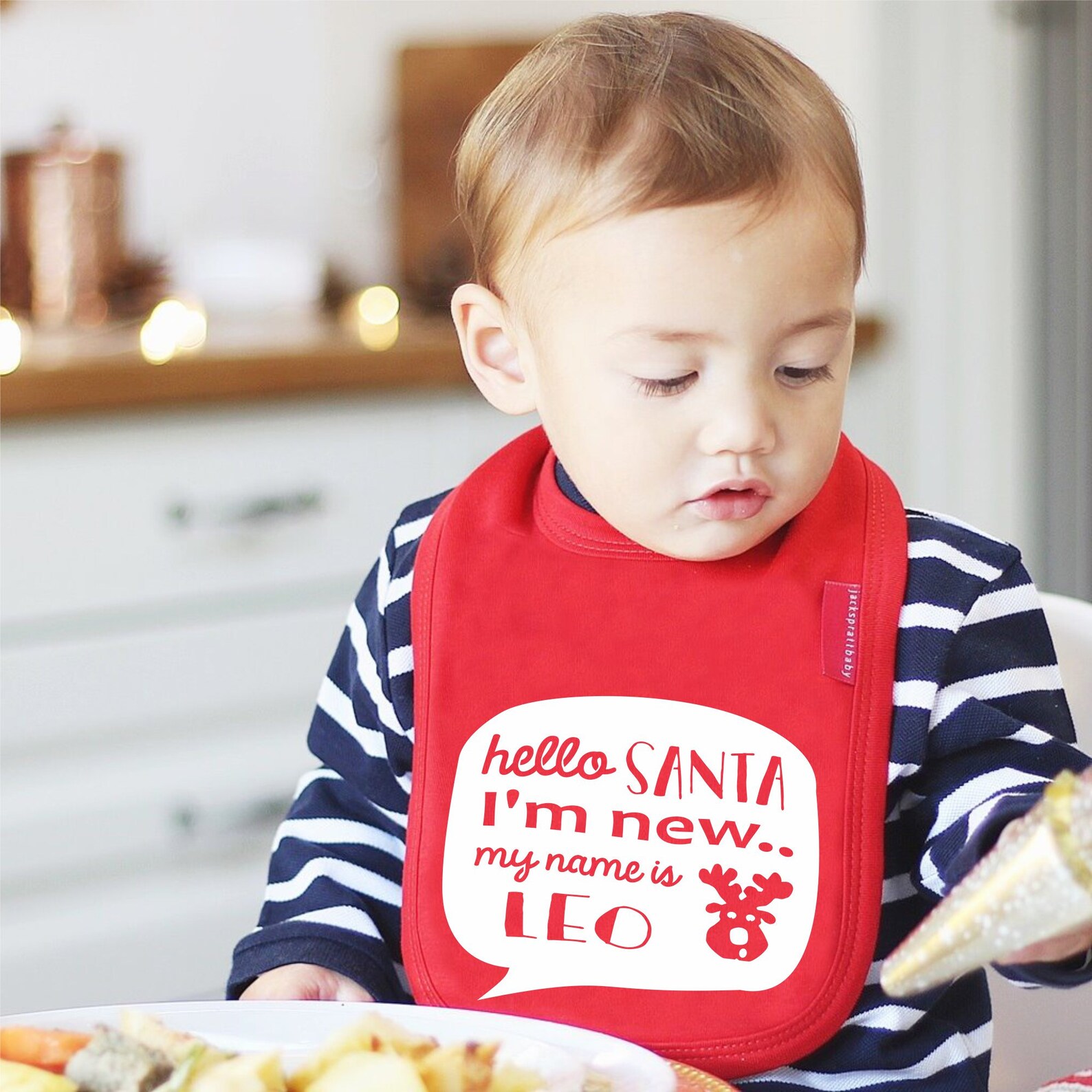 Hello Santa Baby Bib Baby Christmas First Christmas Dinner - Etsy UK
