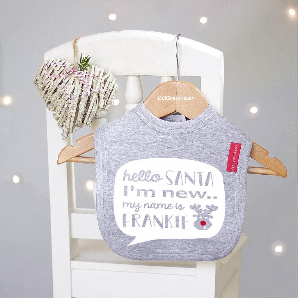 Hello Santa Baby Bib Baby Christmas First Christmas Dinner - Etsy UK