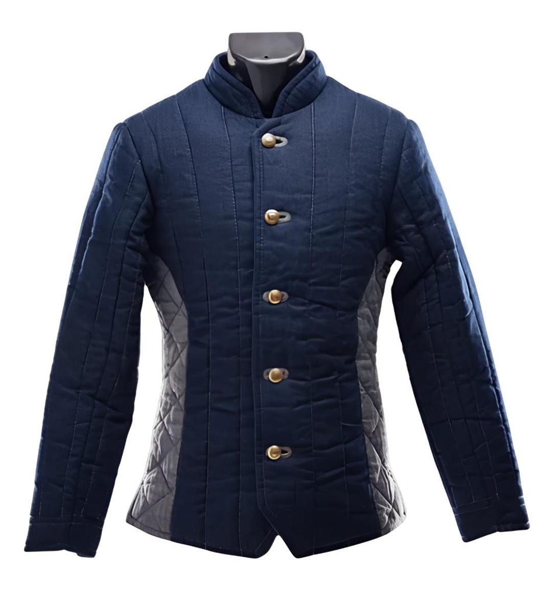 Blue,grey Medieval Padded Gambeson Jacket – Quilted HEMA Fencing Armor ...