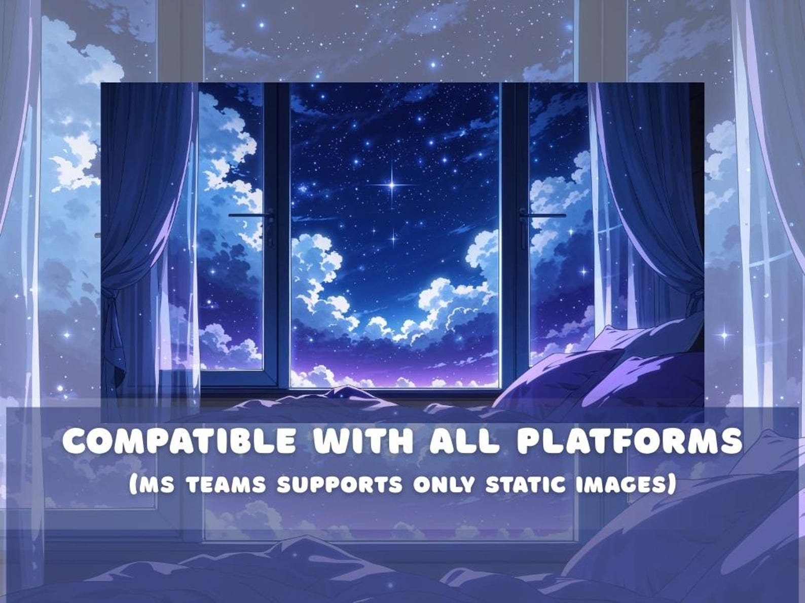 Animated Background Anime Night Sky Window View Loop 60FPS HD Shooting ...