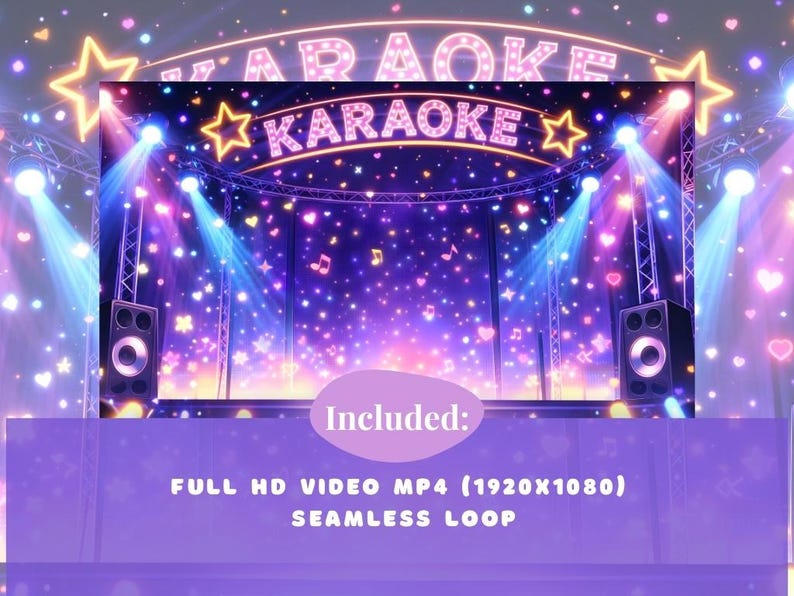 Fancy Karaoke Stage Animated Background Purple Twitch Overlay Vtuber ...