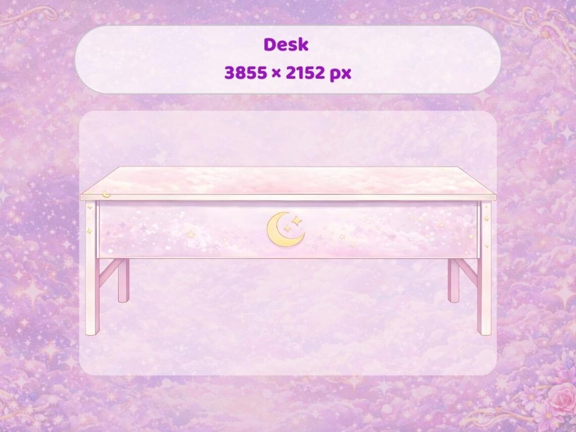 Anime Moon Princess Vtuber Room Asset Pack Magical Desk Set | 2D ...