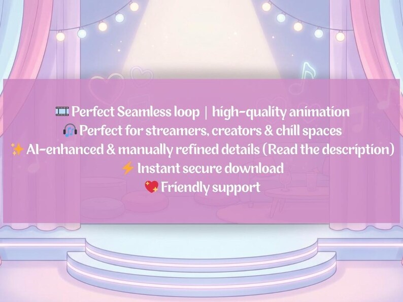 Karaoke Party Stage Animated Background Purple Twitch Overlay Vtuber ...