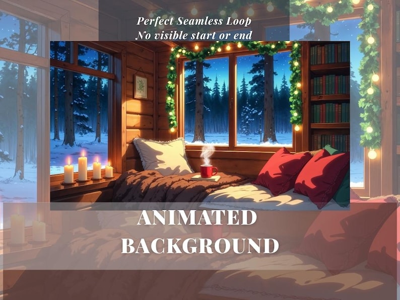 Anime Cozy Christmas Winter Cabin Loop | 60FPS HD Animated Background ...