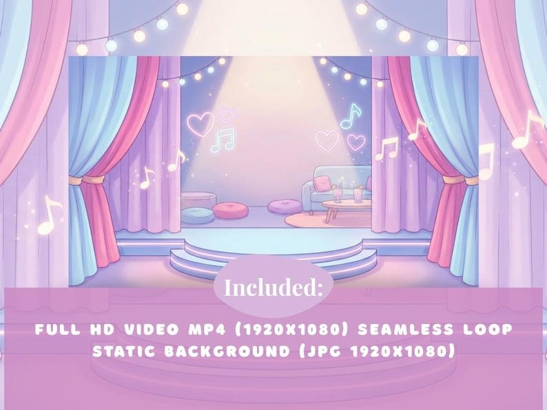 Karaoke Party Stage Animated Background Purple Twitch Overlay Vtuber ...