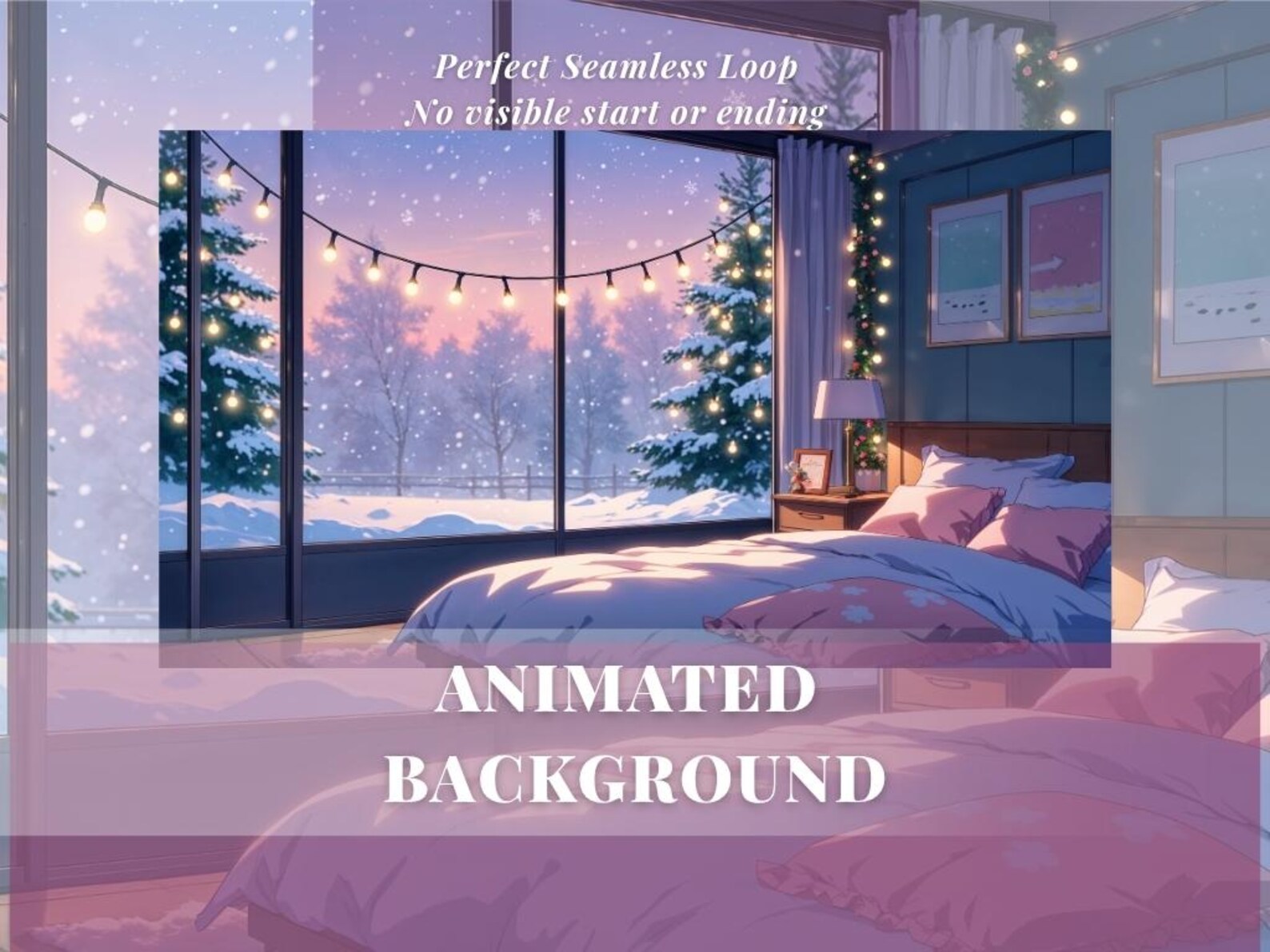 Anime Cozy Christmas Animated Background | Falling Snow & Christmas ...