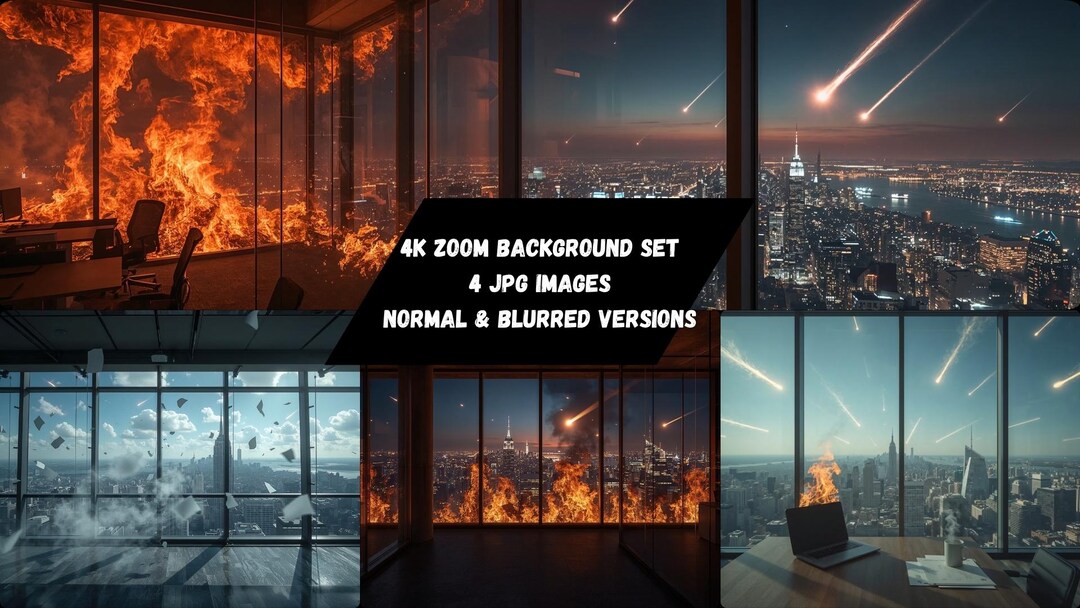 Funny Office Zoom Background Set | Skyscraper Office Chaos | Realistic ...