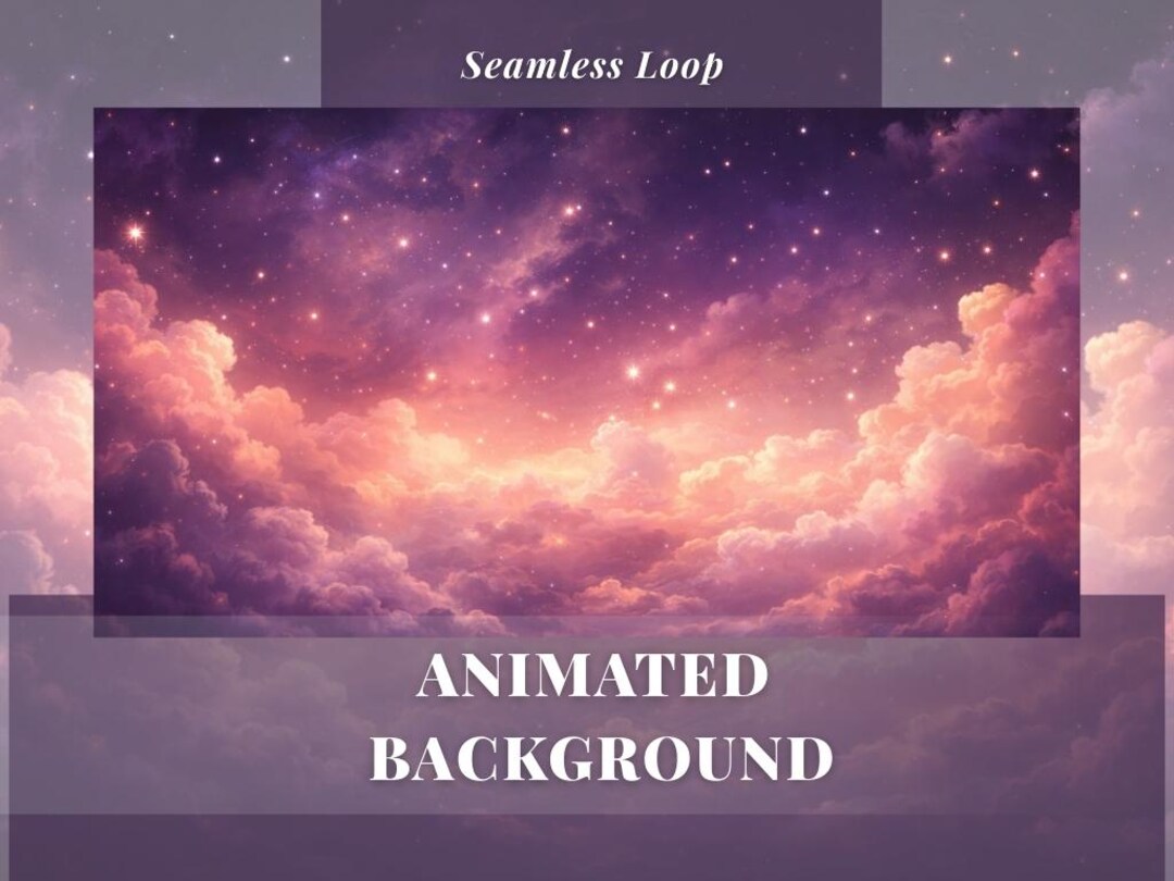 Dawn Sky & Stars Animated Background Purple Pink Twitch Overlay Vtuber ...