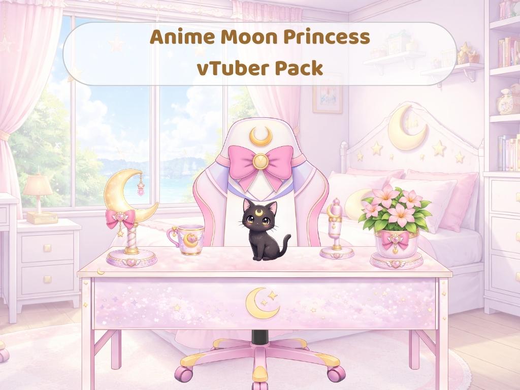 Anime Moon Princess Vtuber Room Asset Pack Magical Desk Set | 2D ...