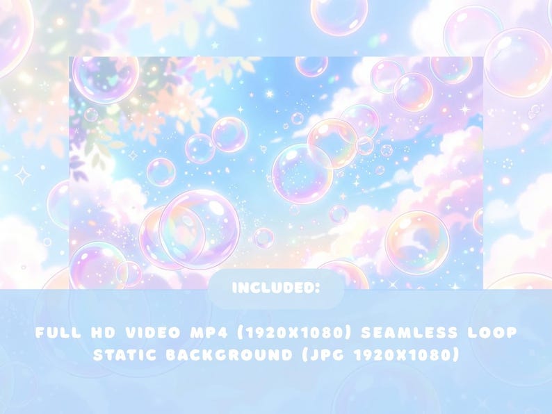 Pastel Bubbles Animated Background Kawaii Clouds Summer Sky Twitch ...