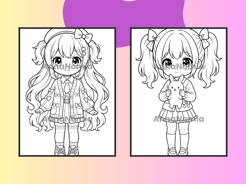 Cute Chibi Anime Girls Coloring Pages ( 30 Pages ) | Kawaii Printable ...