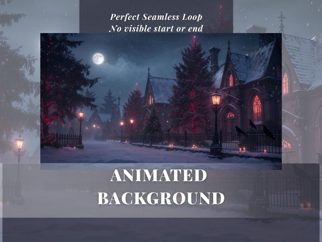Gothic Christmas Village Animated Background | Dark Victorian Snowfall ...