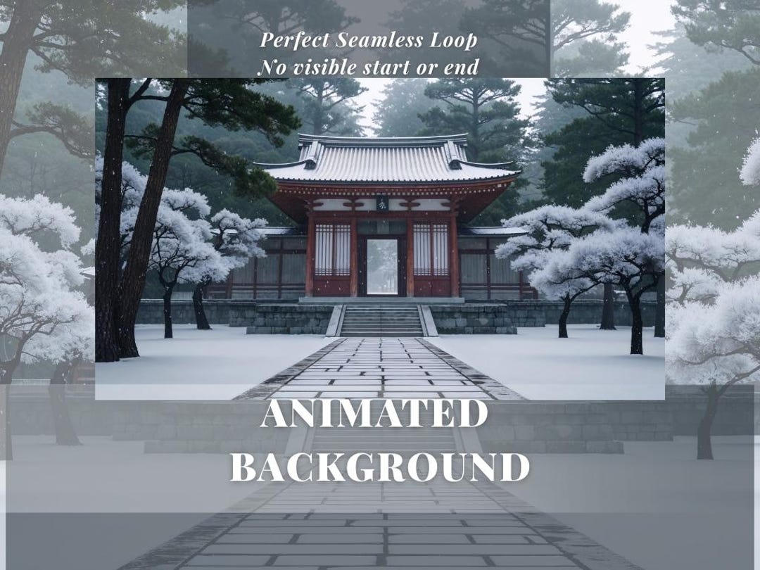Japanese Temple in Winter Animated Background | Snowfall Zen Peaceful ...