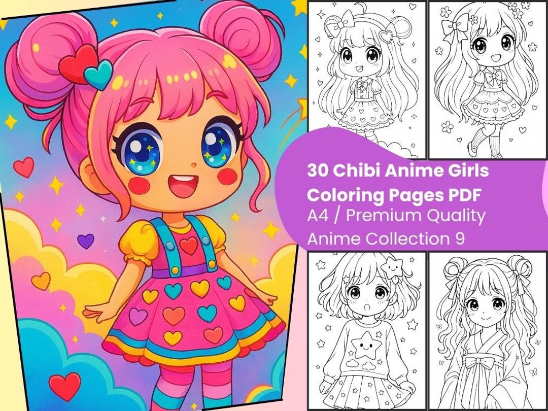 Cute Chibi Anime Girls Coloring Pages ( 30 Pages ) | Kawaii Printable ...