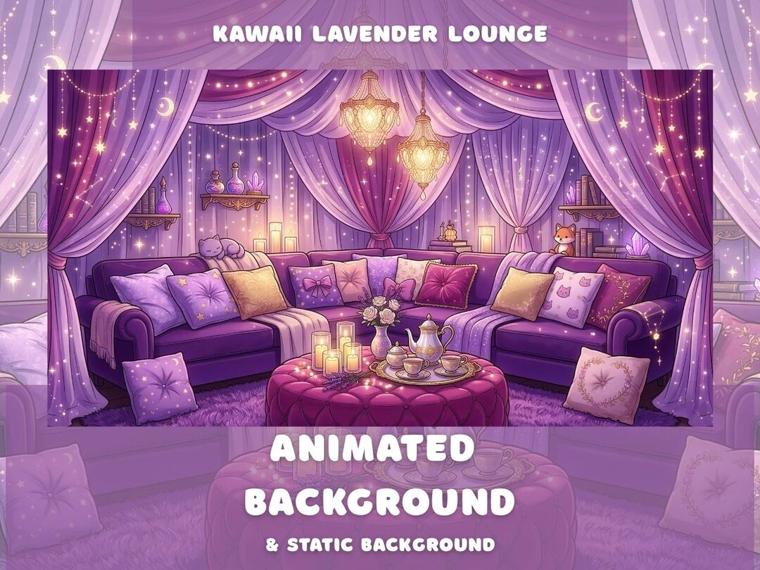 Kawaii Lavender Lounge Animated Background Purple Cozy Lofi Room Witchy ...
