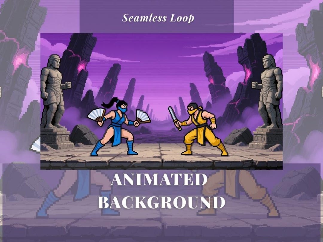 Retro 90s Pixel Art Ninja Arena Animated Background Fighting Scene ...