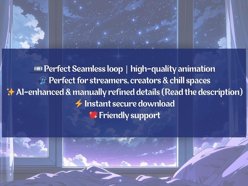 Animated Background Anime Night Sky Window View Loop 60FPS HD Shooting ...