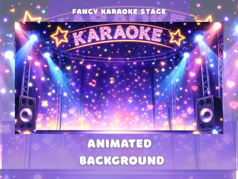 Fancy Karaoke Stage Animated Background Purple Twitch Overlay Vtuber ...