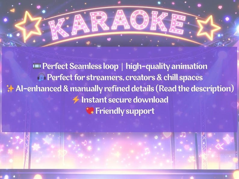 Fancy Karaoke Stage Animated Background Purple Twitch Overlay Vtuber ...