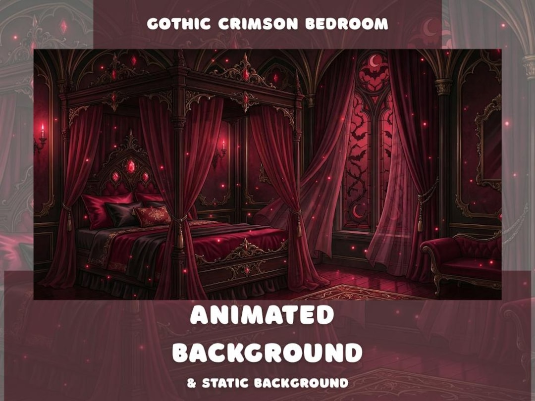Gothic Crimson Bedroom Animated Background Vtuber Overlay Vampire Room ...