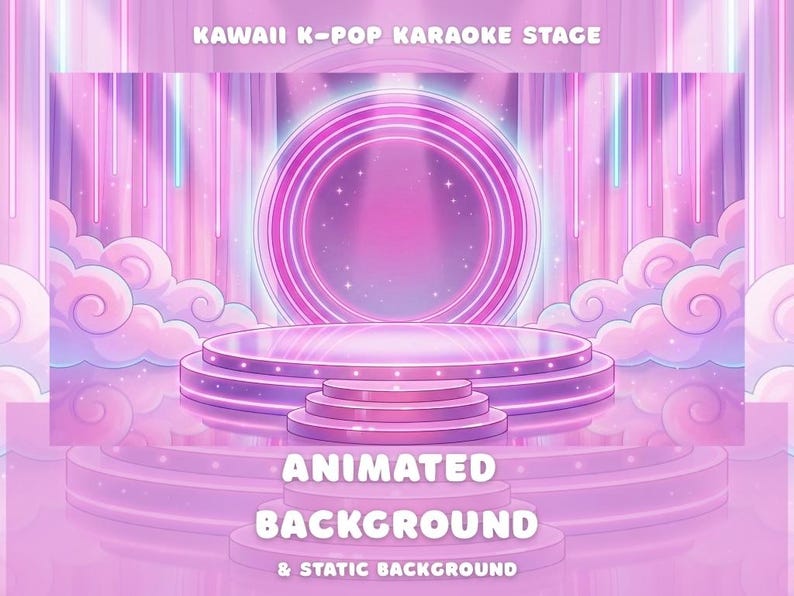 Kawaii K-pop Karaoke Animated Background Purple Pink Karaoke Stage ...