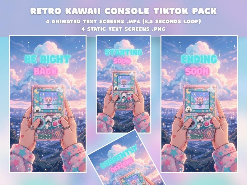 Kawaii Tiktok Stream Overlay Package | Cute Pink Animated Vertical ...