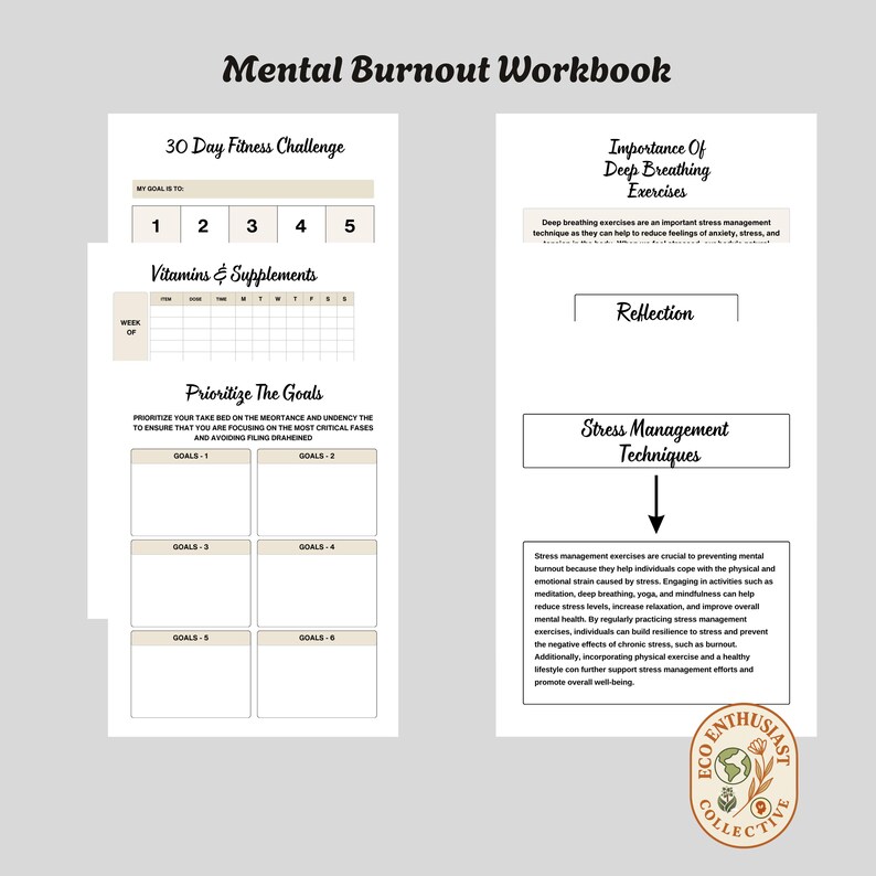 2026 Mental Burnout Workbook, Self-care Planner (printable PDF) - Etsy