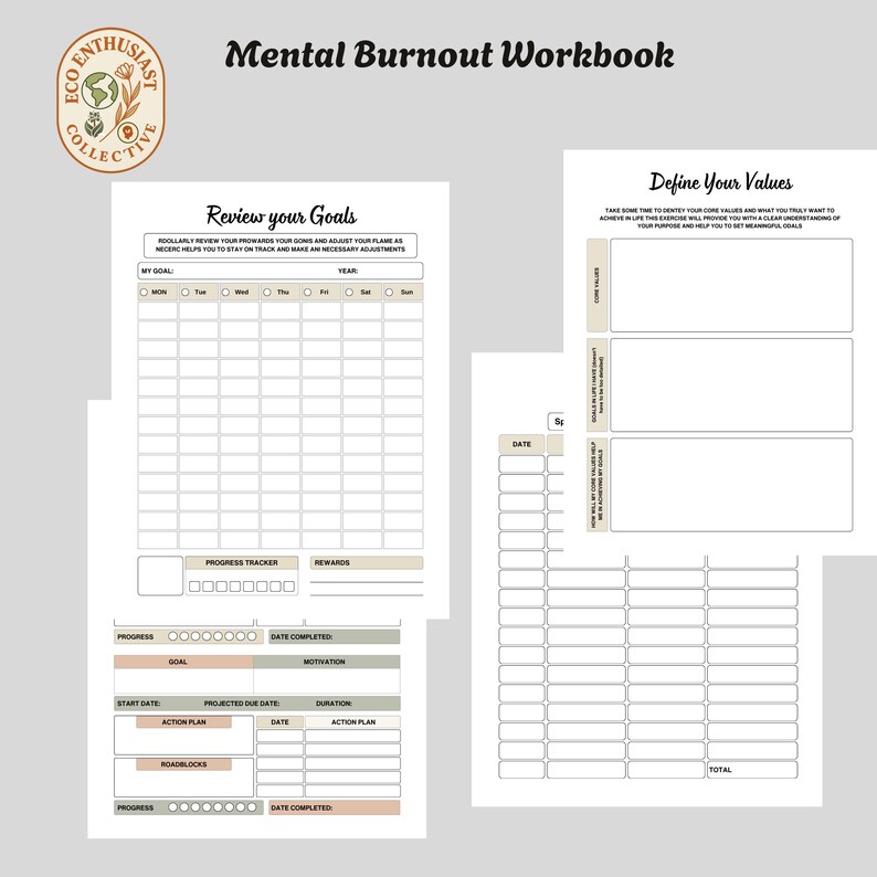 2026 Mental Burnout Workbook, Self-care Planner (printable PDF) - Etsy
