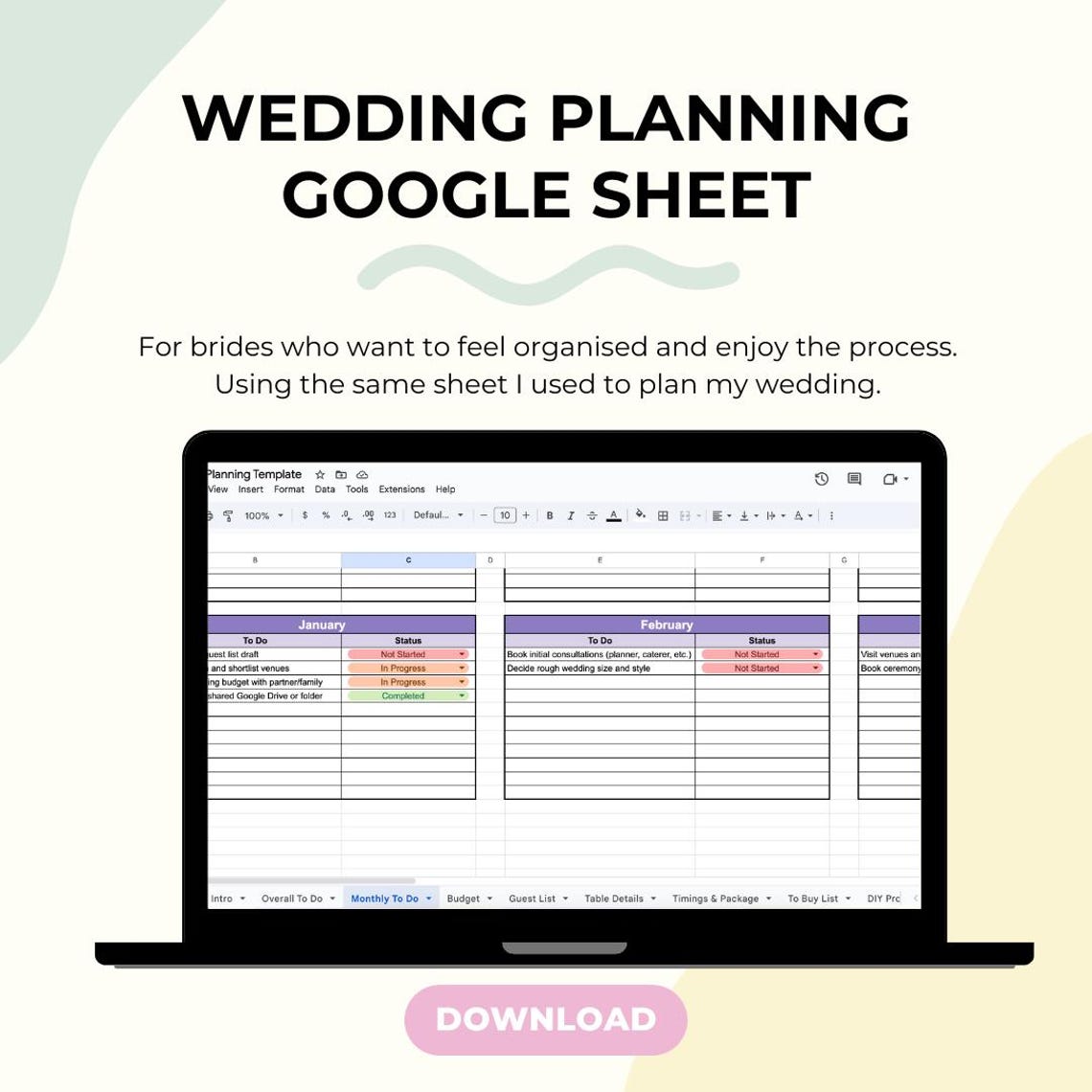 The Ultimate Wedding Planner Google Sheet | Budget, Guest List & Day-of ...
