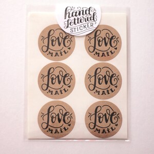 Set of 12 Round Kraft Stickers - Love Mail - Etsy