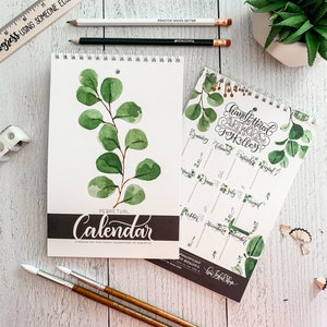 Perpetual Calendar Botanical Eucalyptus Watercolor - Birthday and ...
