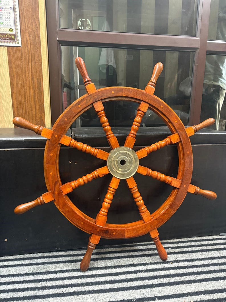 Personalized Wooden Ship Wheel, Handcrafted Marine Wheel Nautical Wall ...