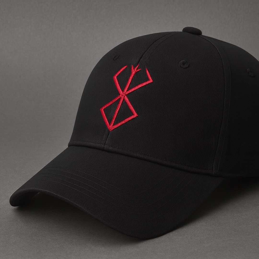 Black Embroidered Berserk Stigma Cap - Etsy