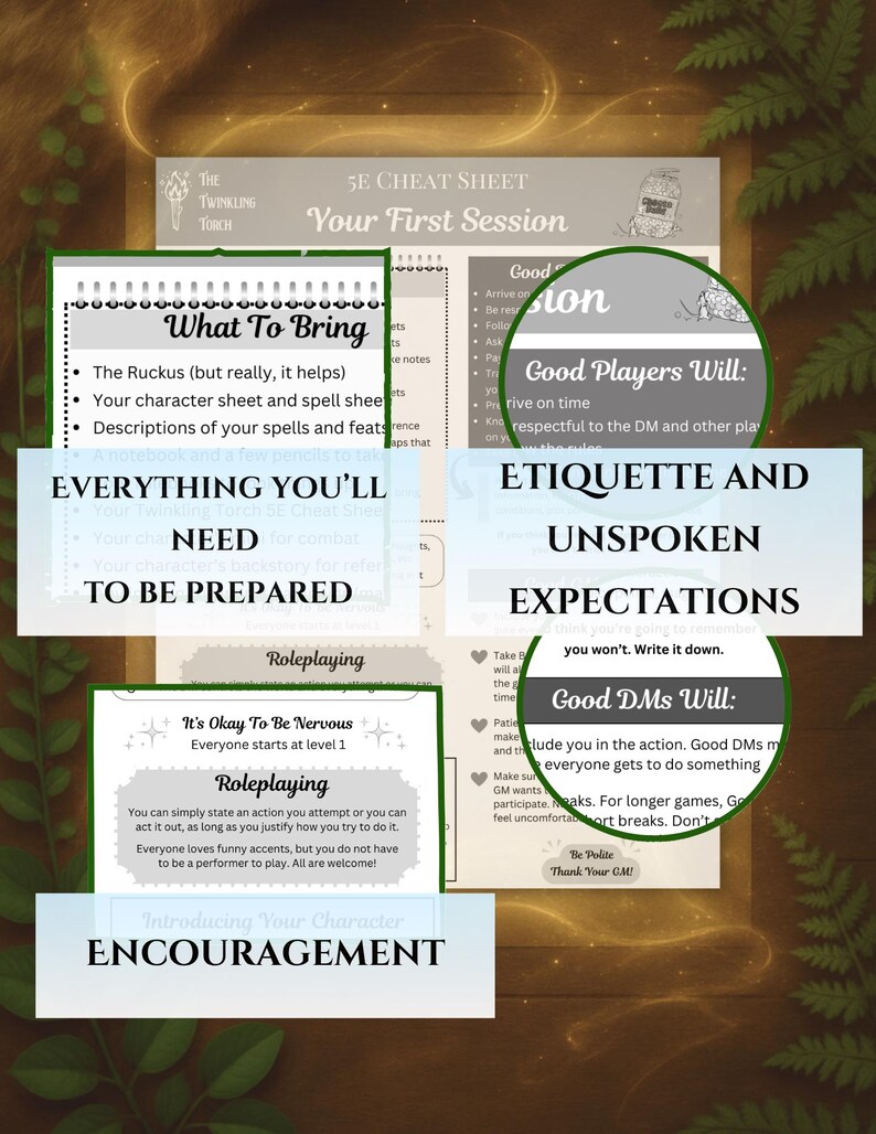 DND 5E Cheat Sheet, Your First Session, Reference Sheet for DND 5E ...