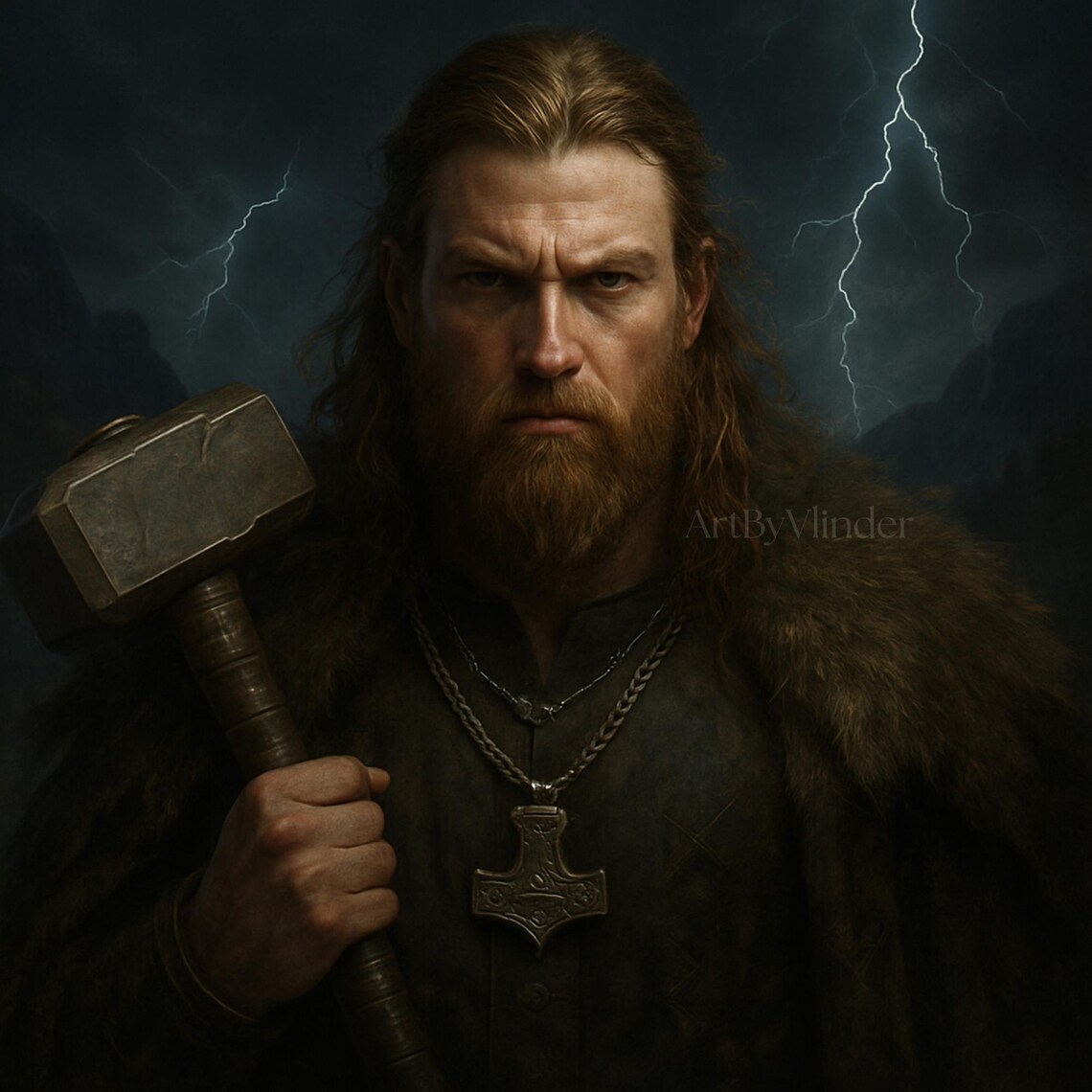 Thor God of Thunder – Norse Fantasy Printable Wall Art by Artbyvlinder ...
