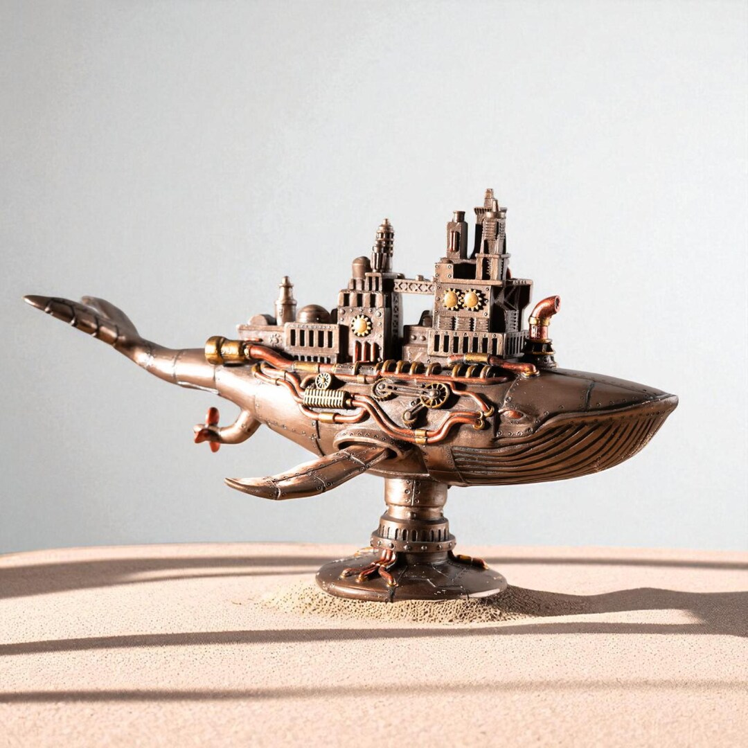 Steampunk Whale Sculpture: Handmade Galactic Colony Art - Nautical ...