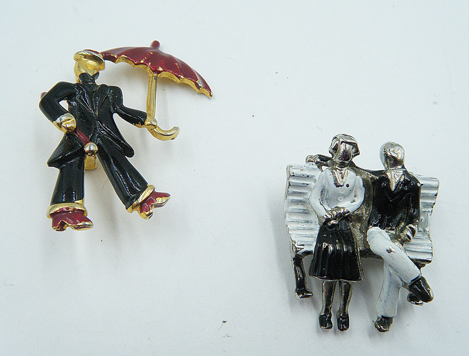 Figural Scatter Pins Charming Pair of Small Brooches Night - Etsy