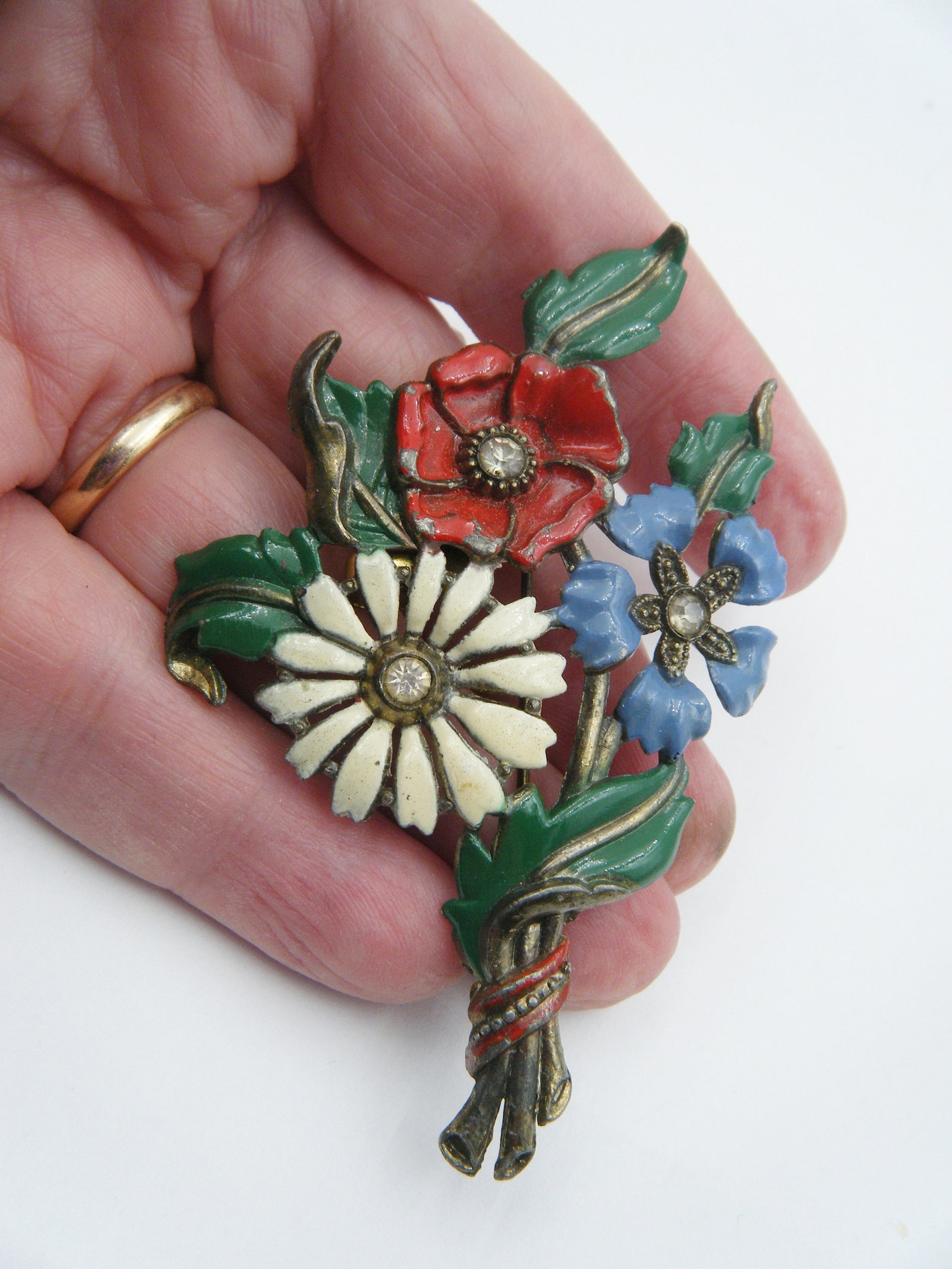 Enamel Flower Brooch Bouquet Circa 1940 - Etsy