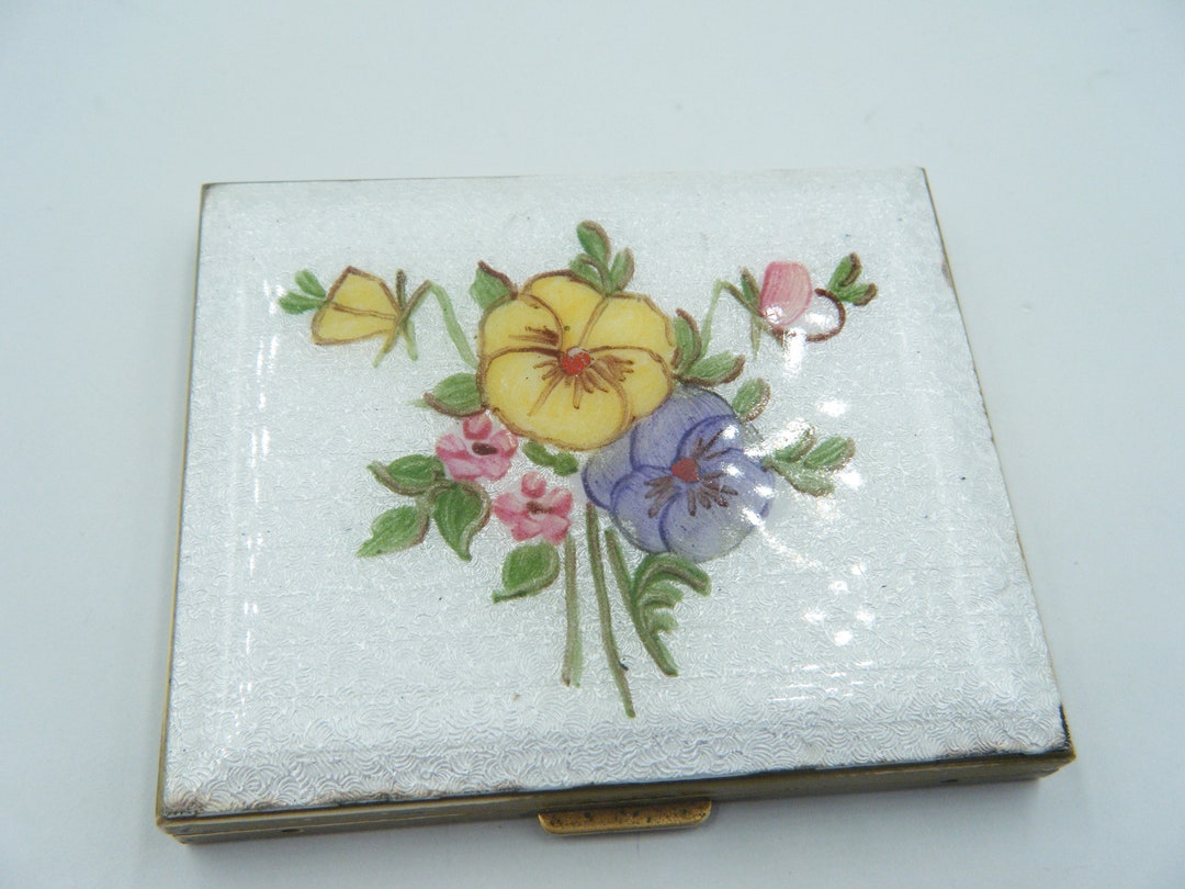 Guilloche Enamel Powder Compact With Pansies - Etsy
