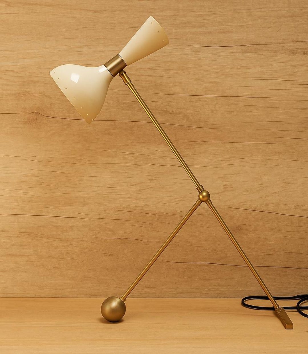 Brass Desk Lamp With Adjustable Arm Mid Century Modern Table Lamp ...