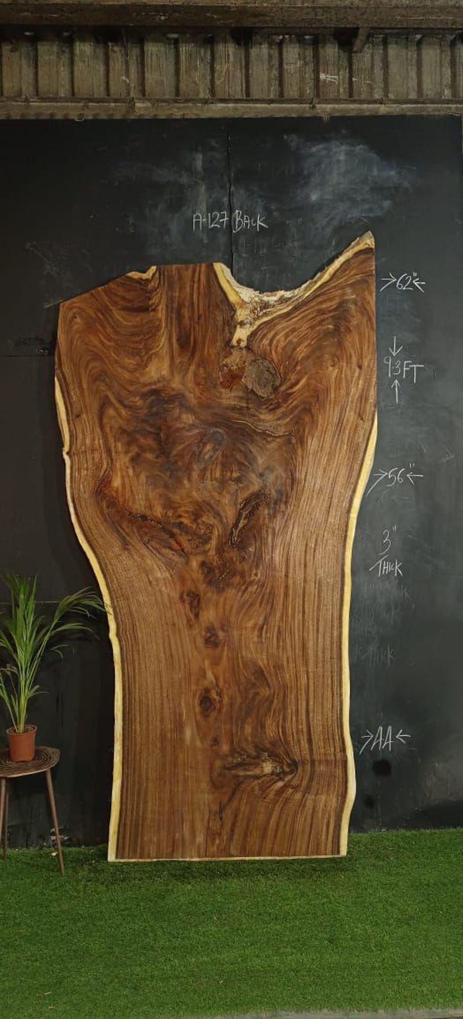 Natual Live Egde Wooden Slab Headboard - Unique Rustic Bed Back Panel ...