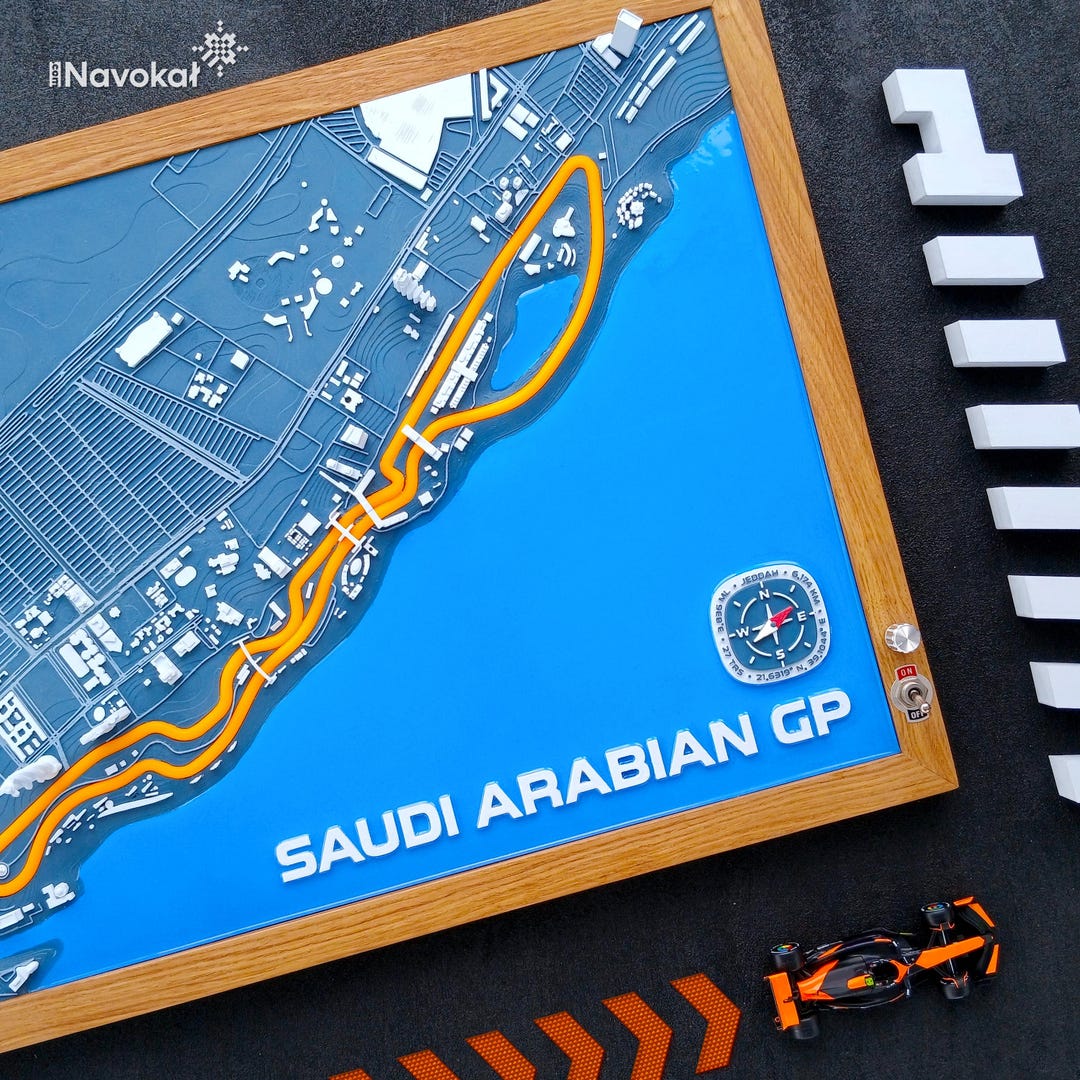 Saudi Arabian GP 3D Track Art: LED Formula 1 Jeddah Racing Decor - Etsy