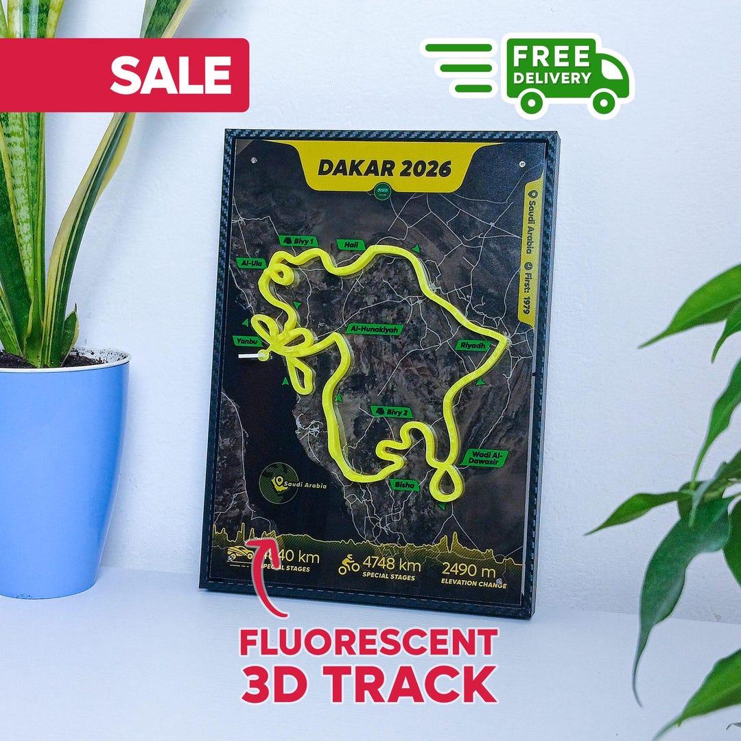 Dakar Rally 2026 3D Poster: Fluorescent Track, Official FIM & FIA Route ...