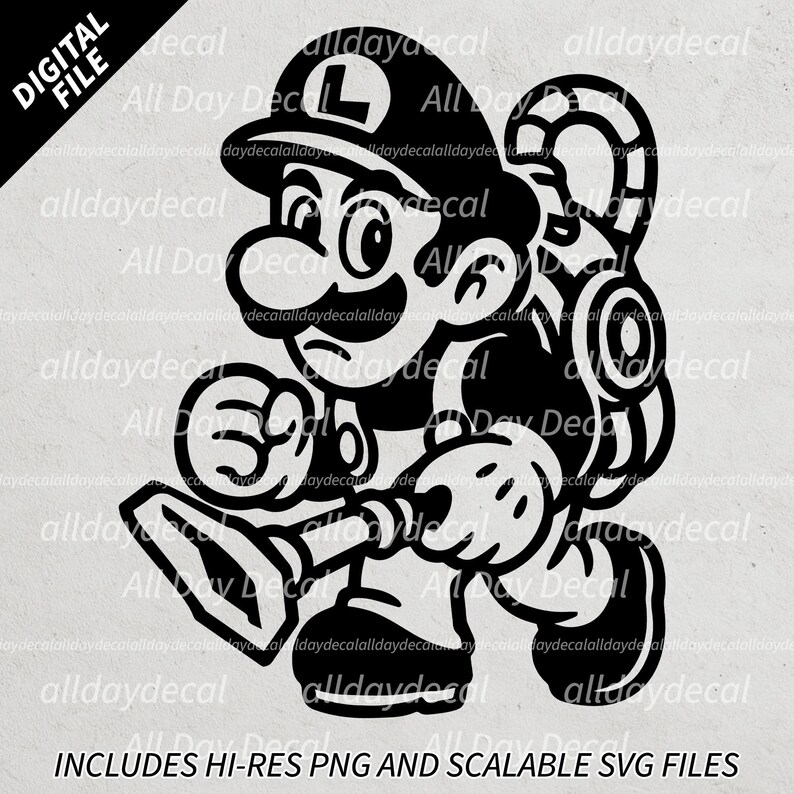 Luigi Stencil / Digital Download SVG PNG, Printable Cut File for Cricut, Silhouette, DIY Crafts ...