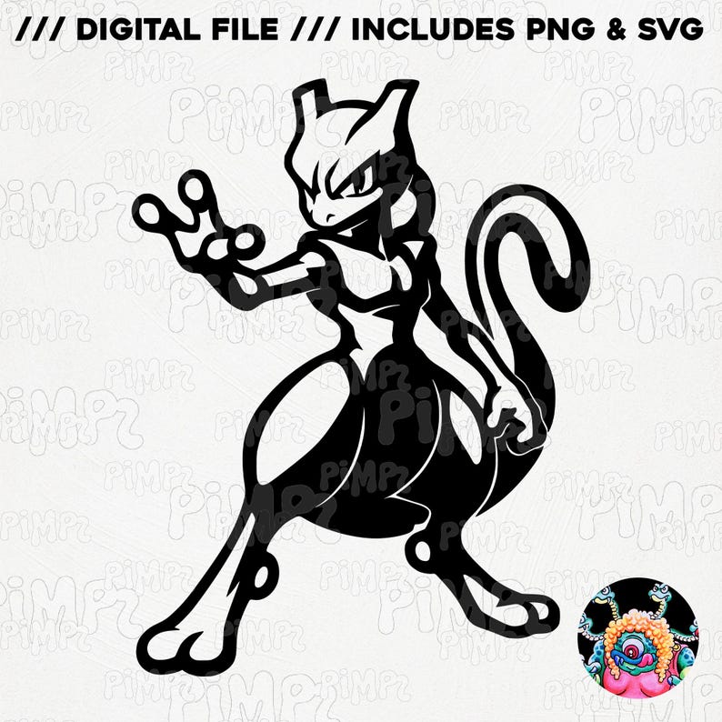 Mewtwo Pokémon - Digital Stencil for Airbrushing, Painting, Crafts ...
