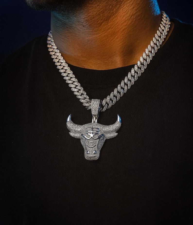 Charlie Kirk, Hero! Bull Head Pendant: Fully Iced Out Animal Diamond ...