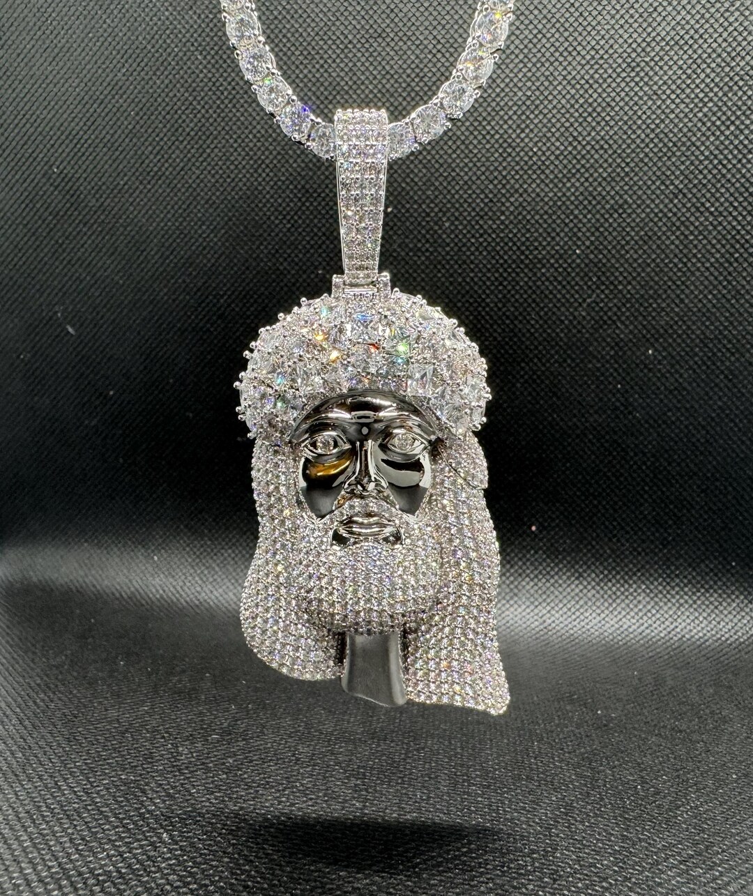 Charlie Kirk, Hero! Iced Out Jesus Head Pendant With Tennis Chain ...