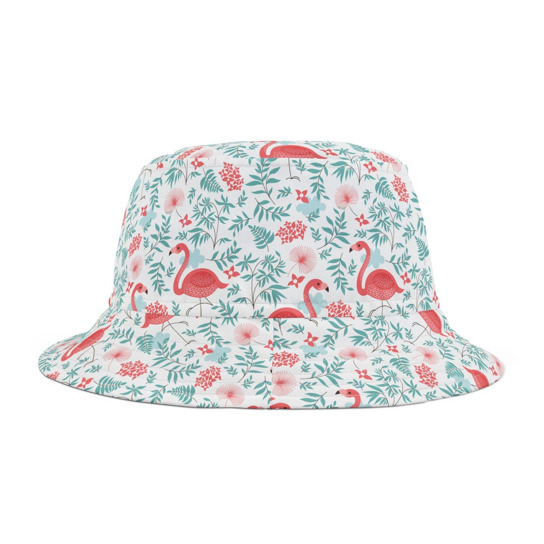 Floral Flamingo Bucket Hat, Summer Sun Hat for Beach Days, Vacation ...