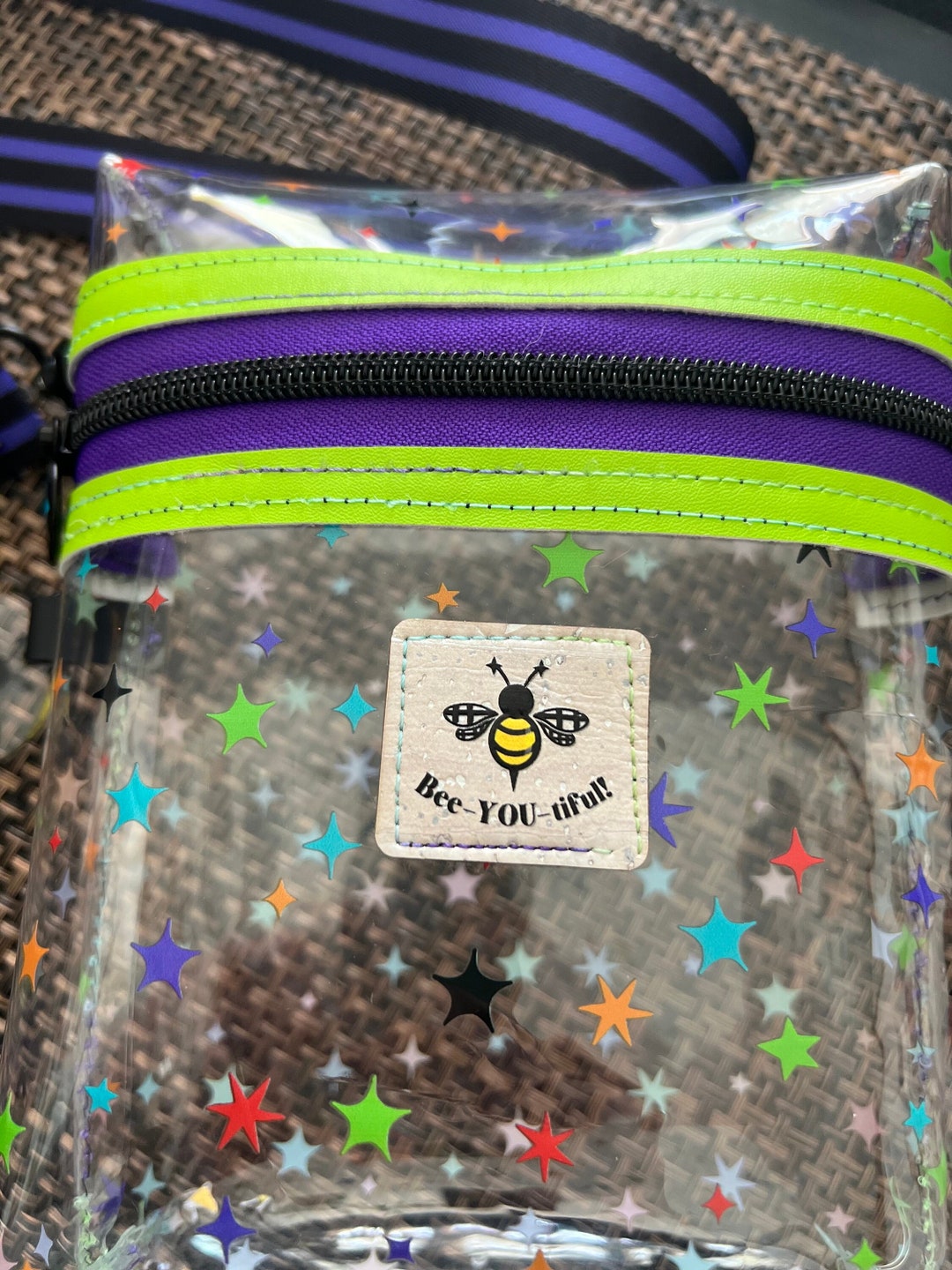 Clear Vinyl Boxy Crossbody Purse/ Boxy Bee Themed Shoulder Bag - Etsy